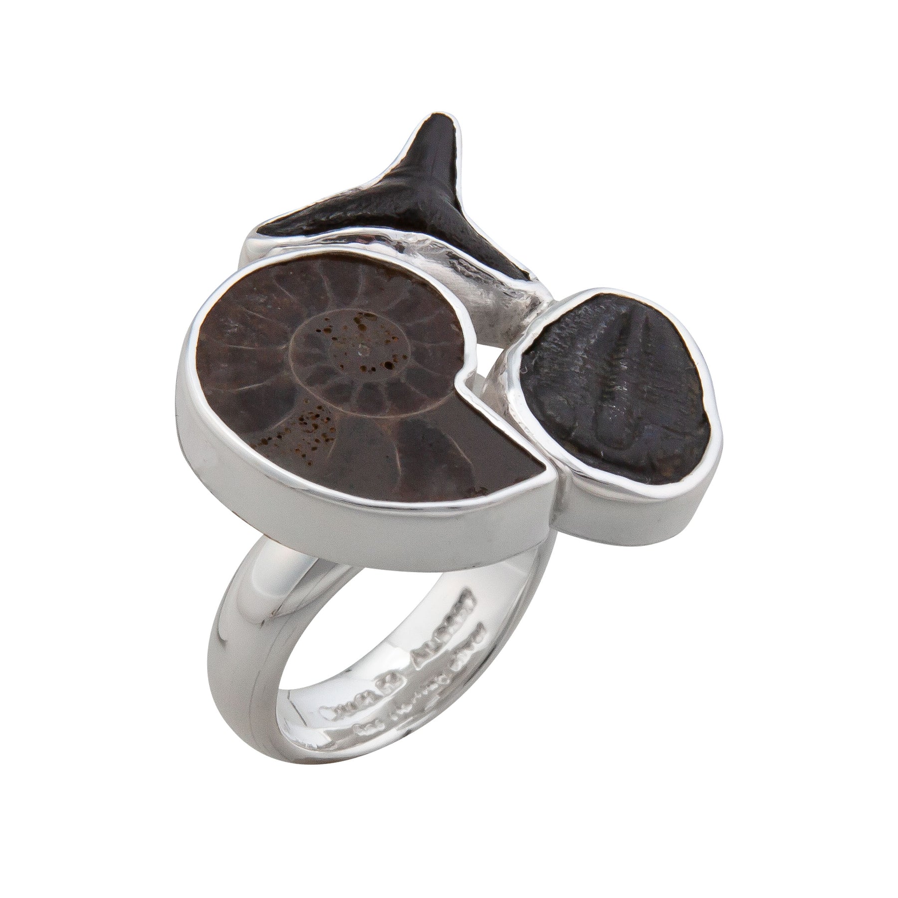 Sterling Silver Multi-Fossil Adjustable Ring - Charles Albert Inc