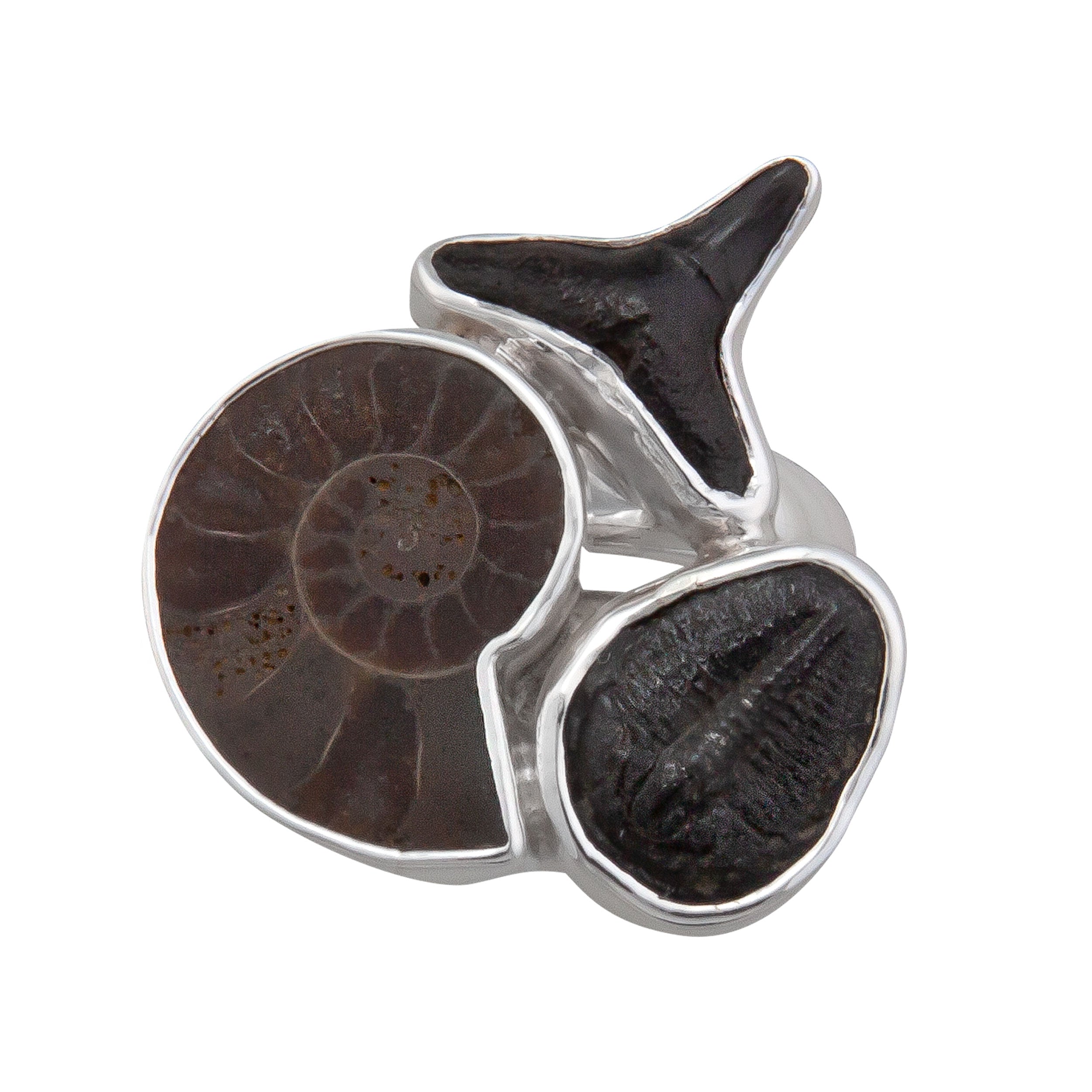 Sterling Silver Multi-Fossil Adjustable Ring - Charles Albert Inc